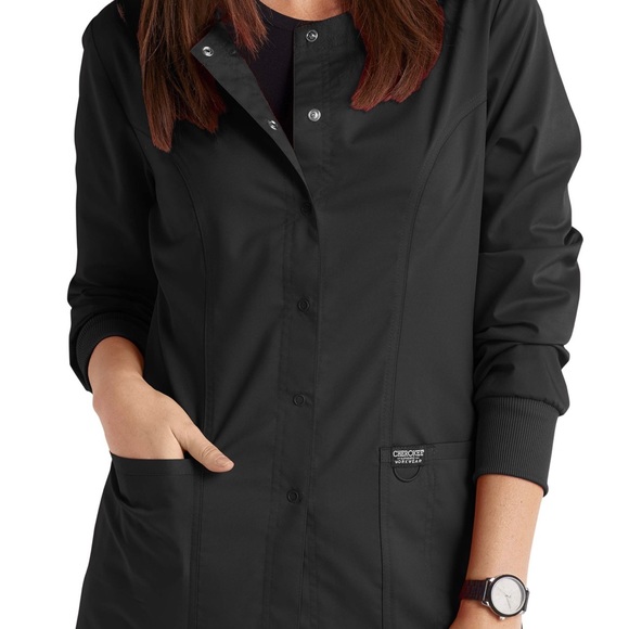 Cherokee | Tops | Cherokee Authentic Workwear Large 3 Pocket Snap Front ...